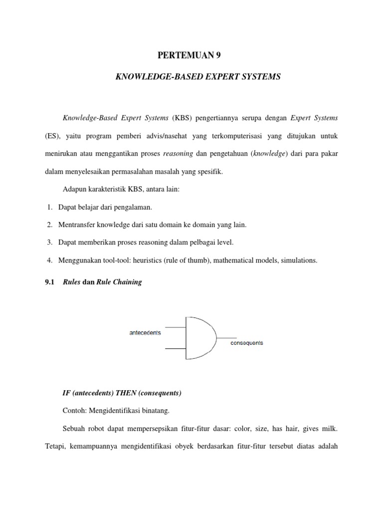 Knowledge-Based Expert Systems: Pertemuan 9 | PDF | Reasoning | Nature