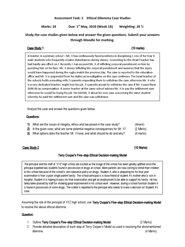 EDU732 Assessment Task 3 Ethical Dilemma Case Studies | PDF | Integrity ...