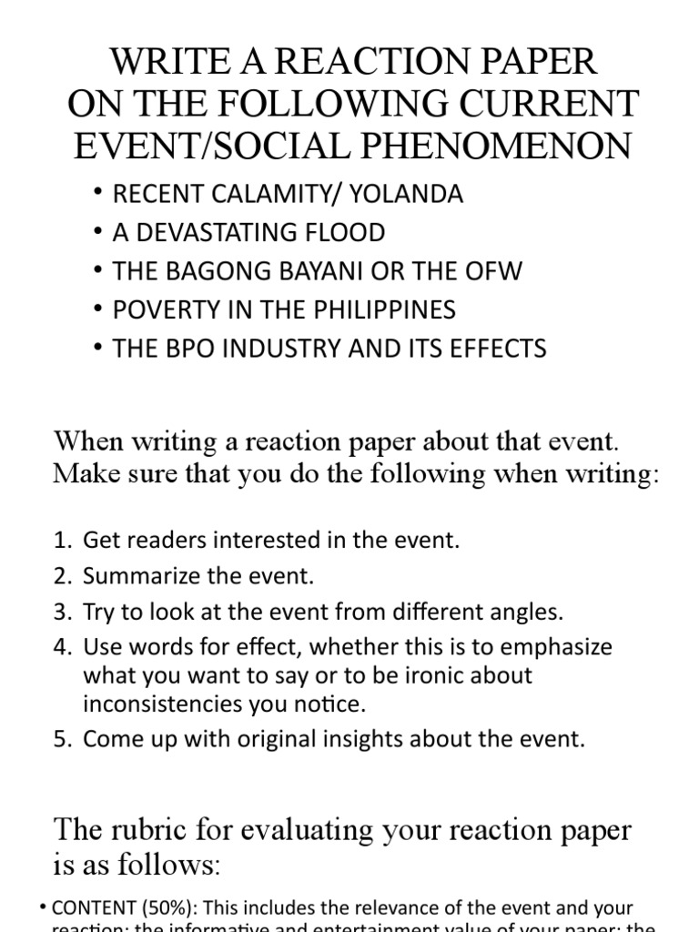 WRITE A REACTION PAPER-activity | PDF