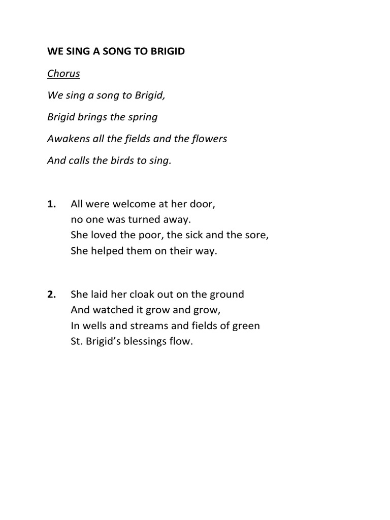 We Sing A Song To Brigid - Words PDF | PDF
