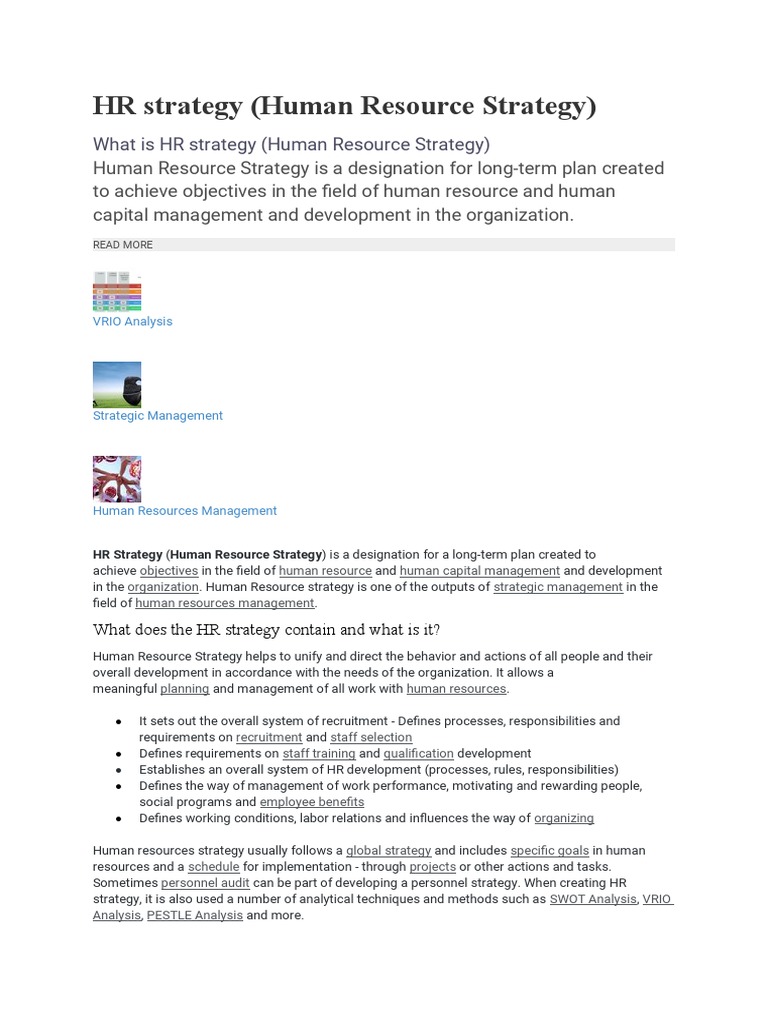 What Is HR Strategy (Human Resource Strategy) | PDF | Human Resource ...