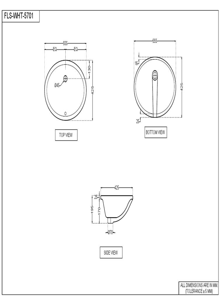 FLS-WHT-5701 Dimensions and Views | PDF