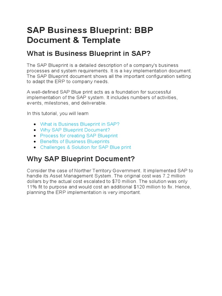 SAP Business Blueprint BBP Document & Template | PDF | Business Process ...