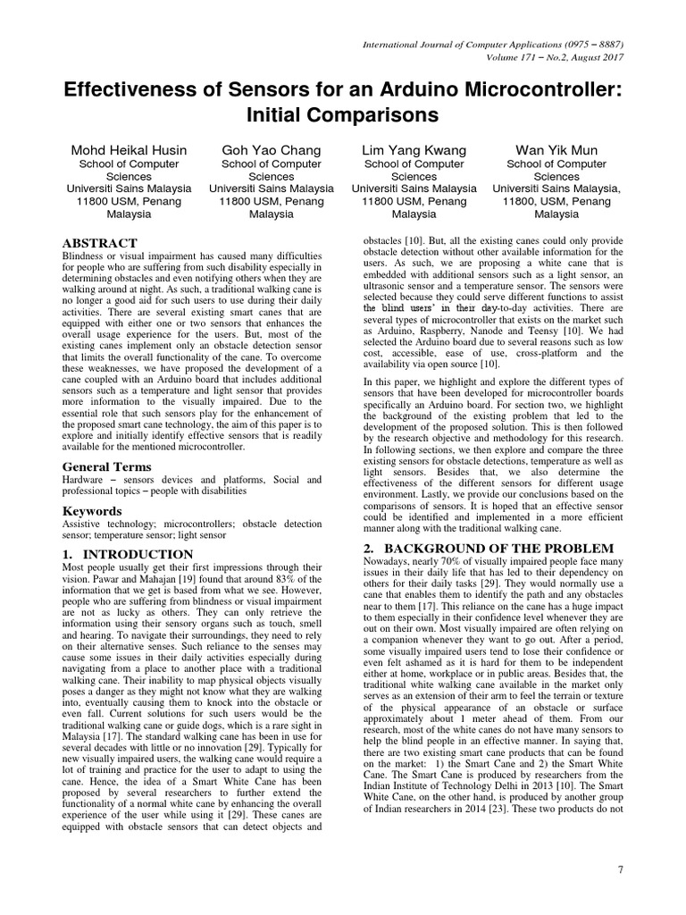 Effectiveness of Sensors For An Arduino Microcontroller: Initial Comparisons | PDF | Transistor ...