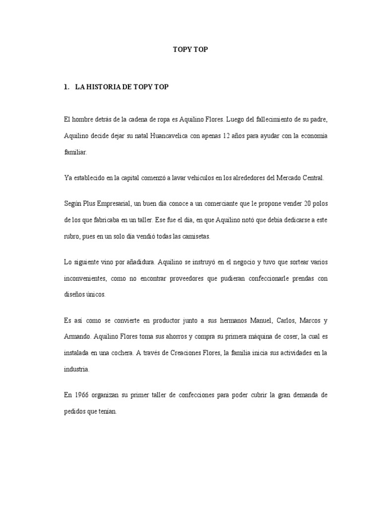 Historia y Misión de Topy Top | PDF