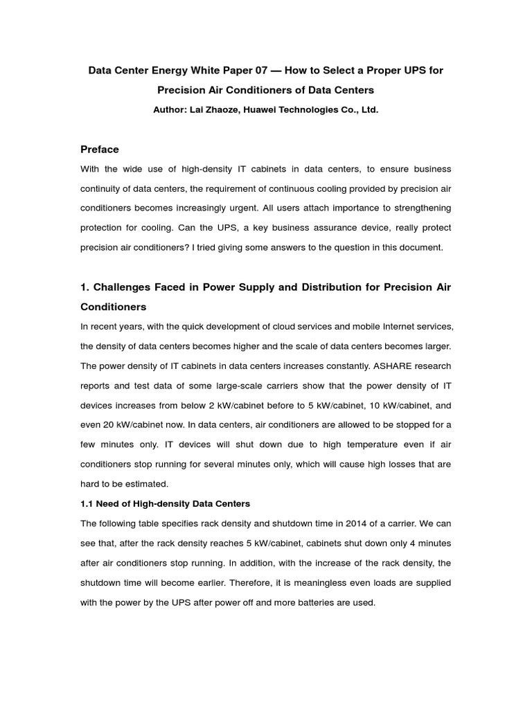 (Data Center Energy White Paper 07) How To Select A Proper UPS For ...