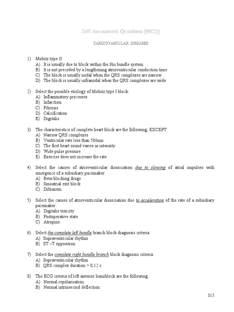XXX. MCQ Cardiovascular System Book 315-336 | PDF | Heart | Heart Valve