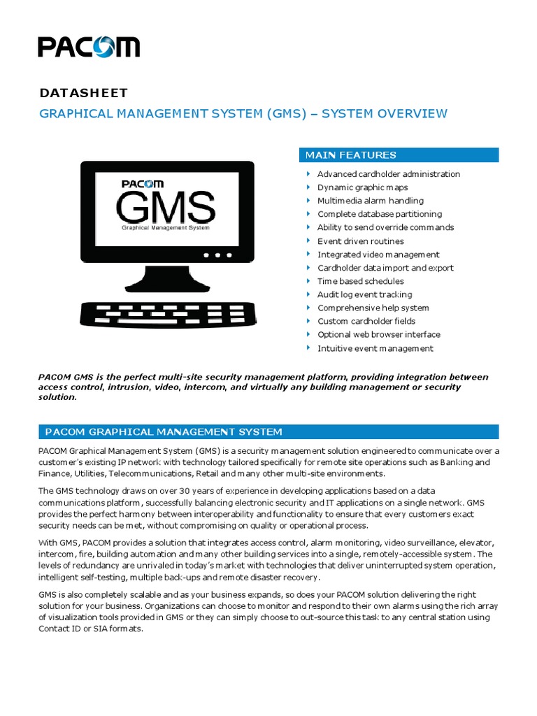 Graphical Management System (GMS) - System Overview: Datasheet | PDF ...