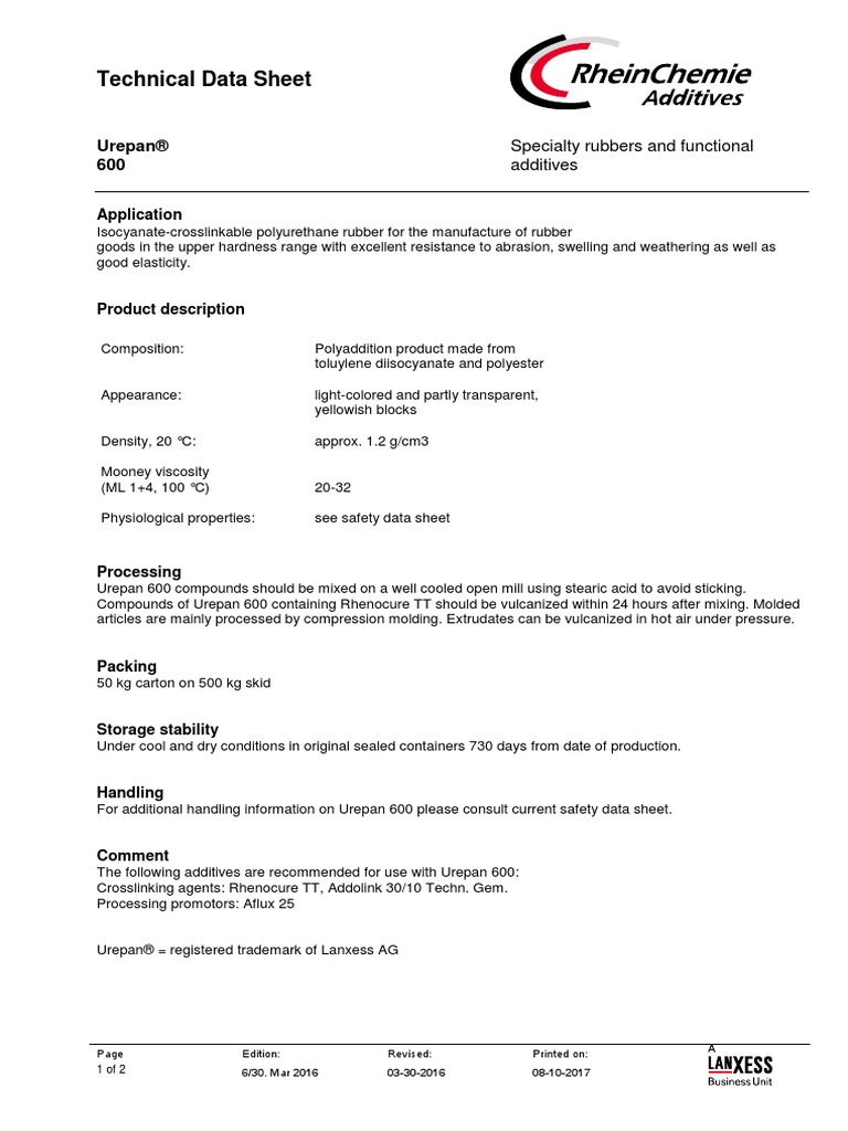 Urepan 600 en RCR PDF | PDF | Natural Rubber | Building Materials