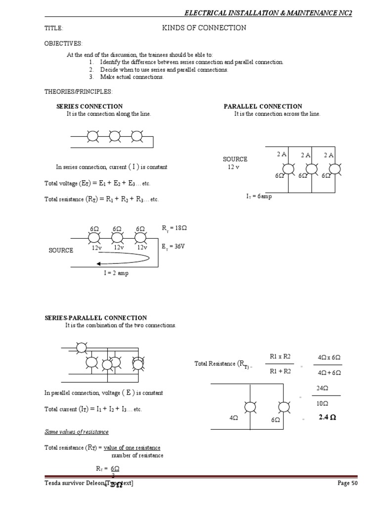 Kinds of Connection: Series Connection Parallel Connection | PDF ...