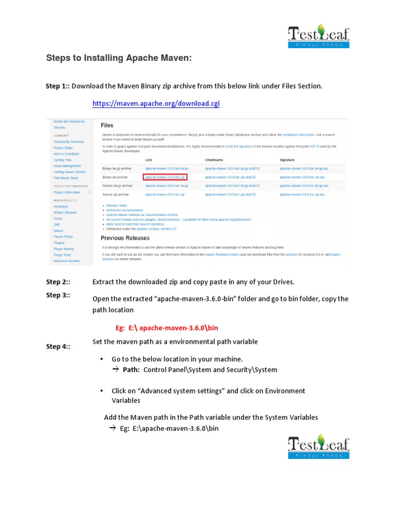 Steps To Installing Apache Maven | PDF