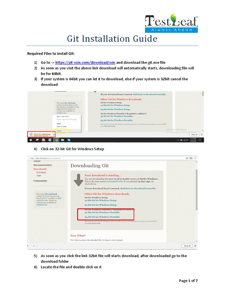 Git Installation Guide: Required Files To Install Git | PDF