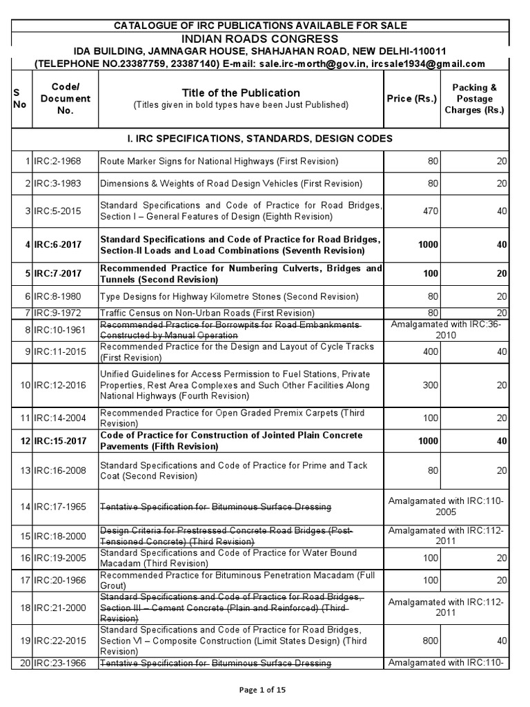 IRC Standards for Road Design | PDF | Road | Road Surface