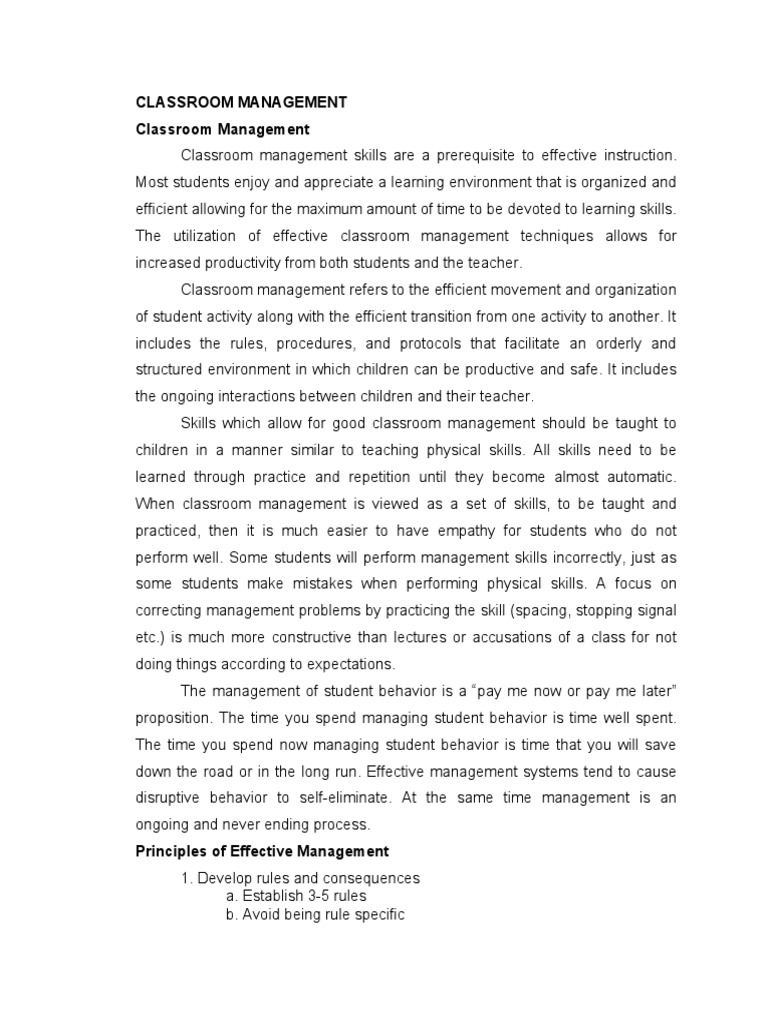 Classroom Management Classroom Management | PDF | Classroom Management ...