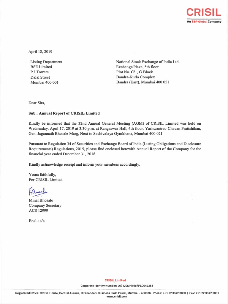 Sub.: Annual Report of CRISIL Limited: An Company | PDF | Analytics ...