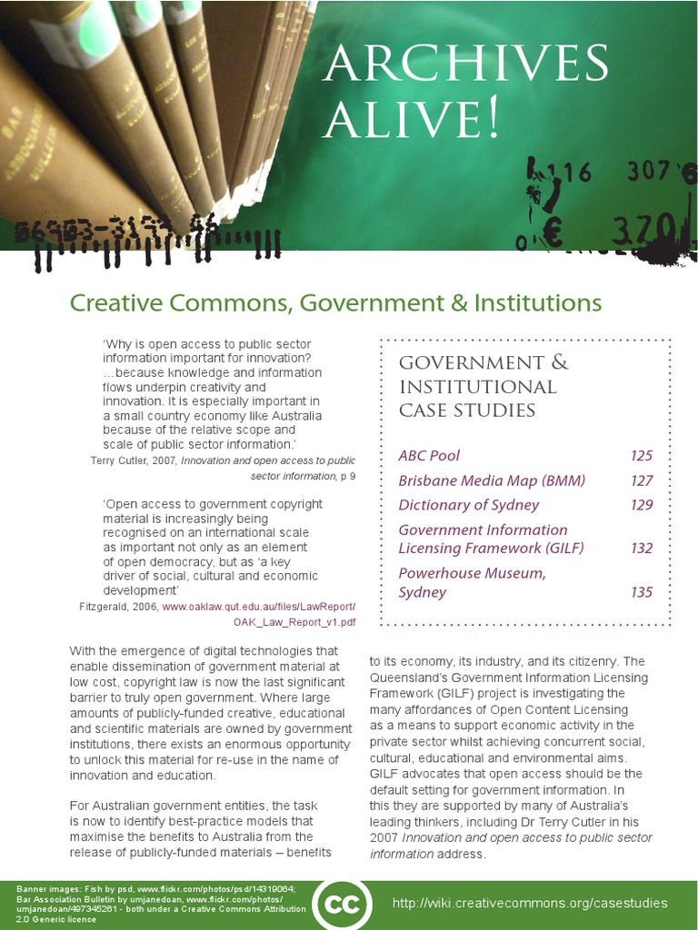 Archives Alive!: Creative Commons, Government & Institutions | PDF ...