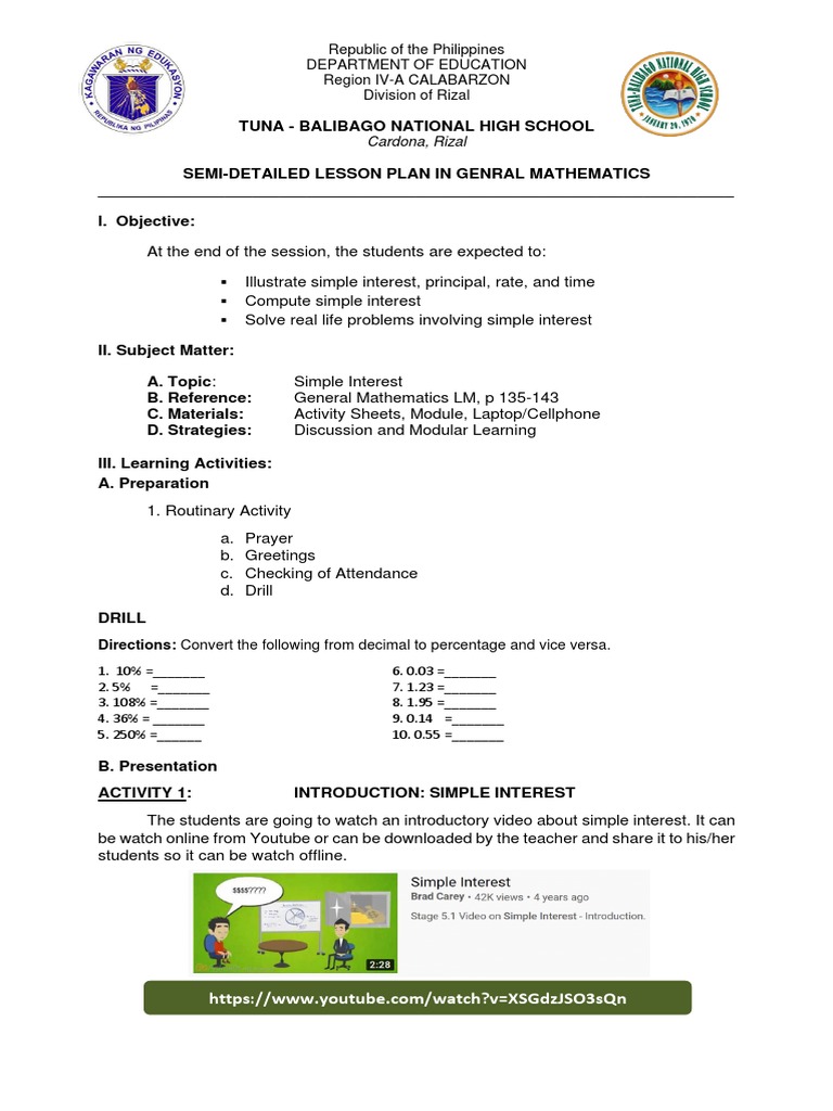 Lesson Plan in General Mathematics PDF | PDF | Interest | Cognition