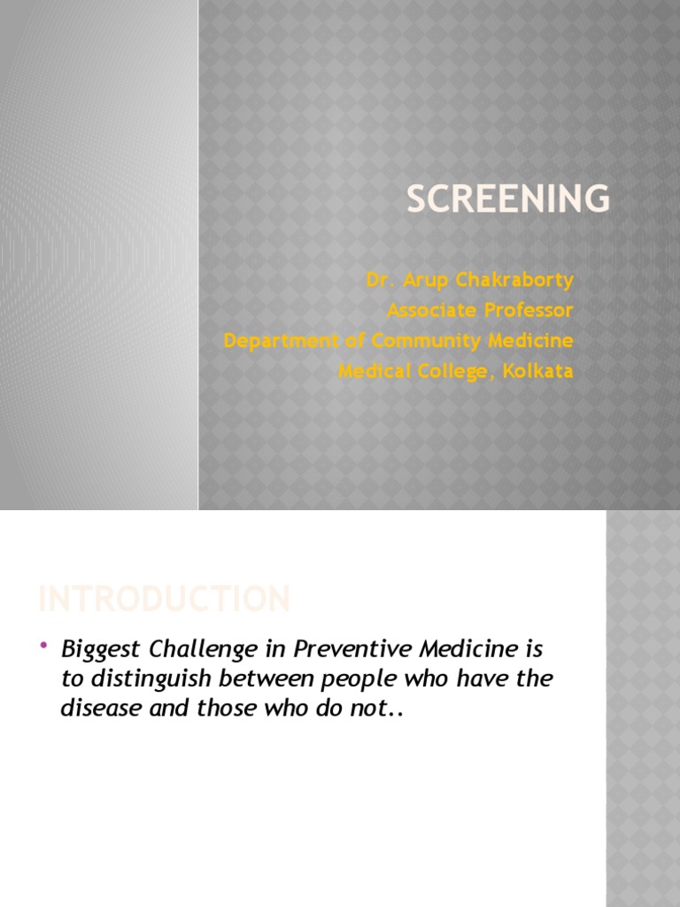 Screening for Disease: Principles, Types, Criteria and Tests | PDF ...