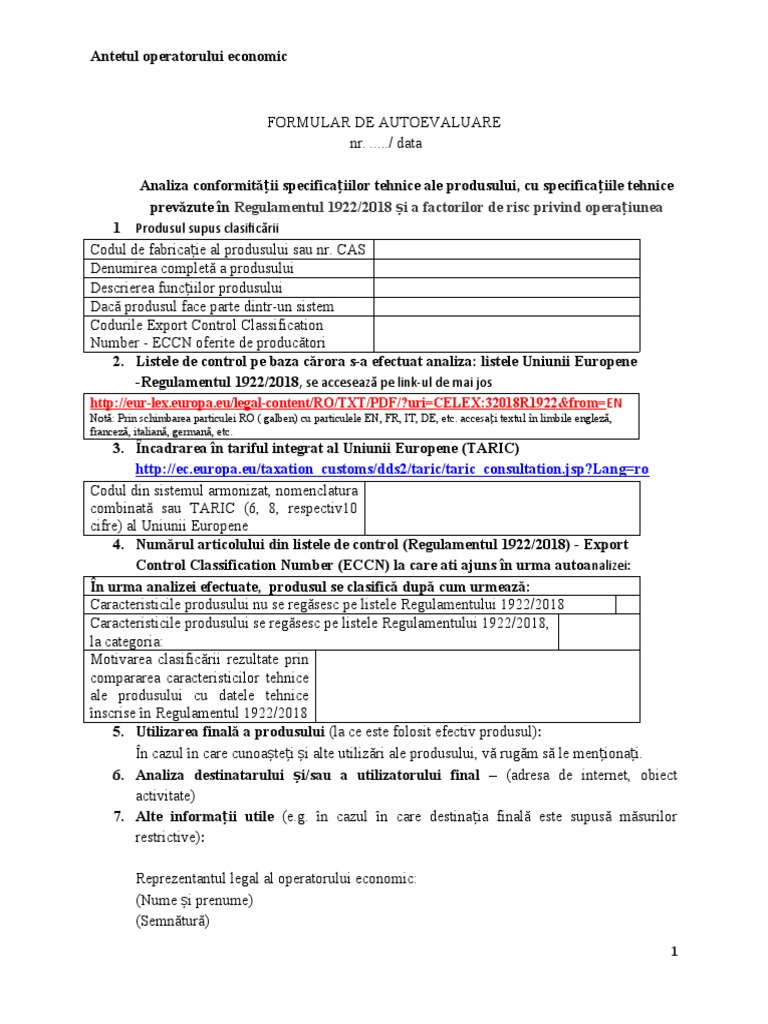 Formular de Autoevaluare | PDF