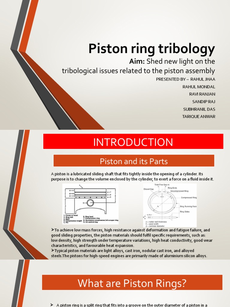 Piston Ring Tribology: Tribological Issues Related To The Piston ...