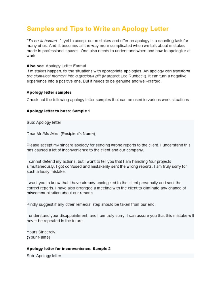 Samples and Tips To Write An Apology Letter | PDF | Forgiveness | Business