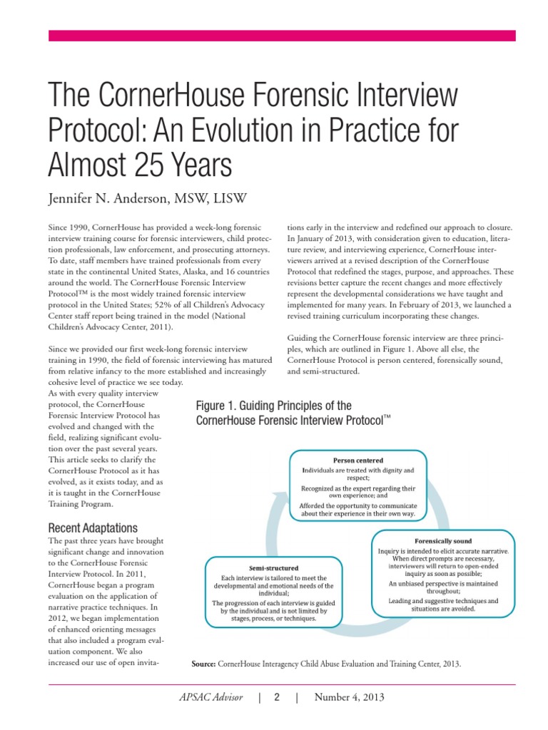 The Cornerhouse Forensic Interview Protocol: An Evolution in Practice ...