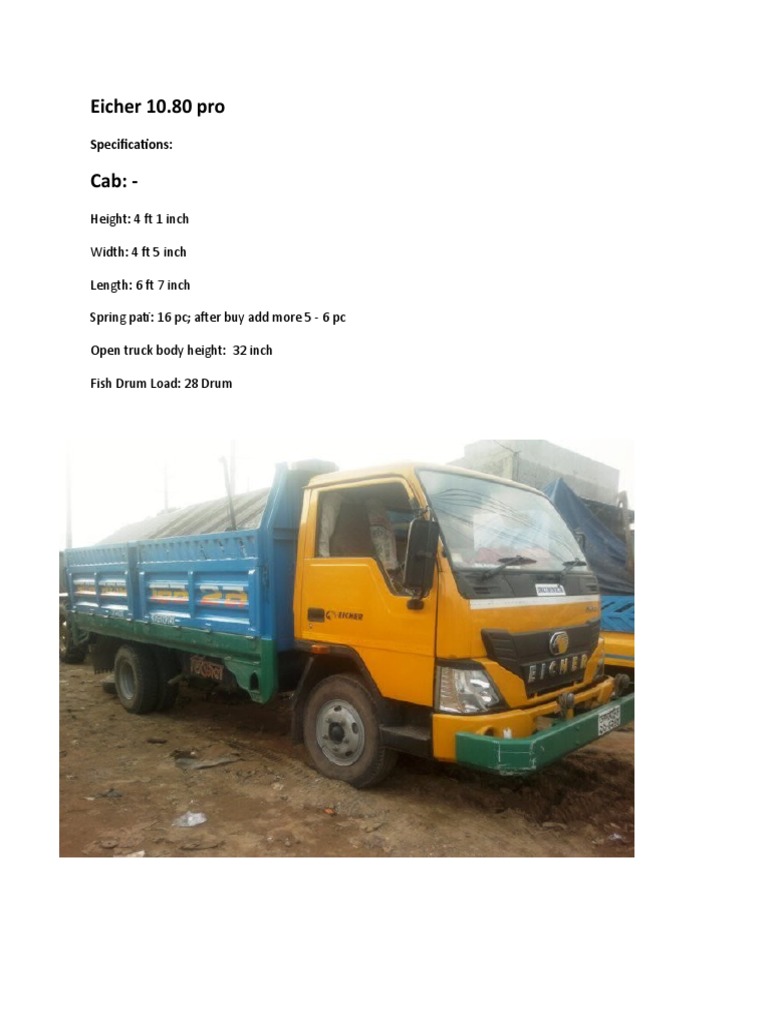 Eicher 10.80 Pro: Specifications | PDF