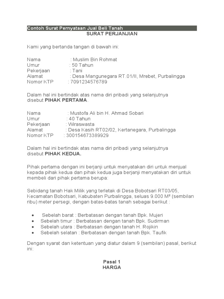 Contoh Surat Pernyataan | PDF
