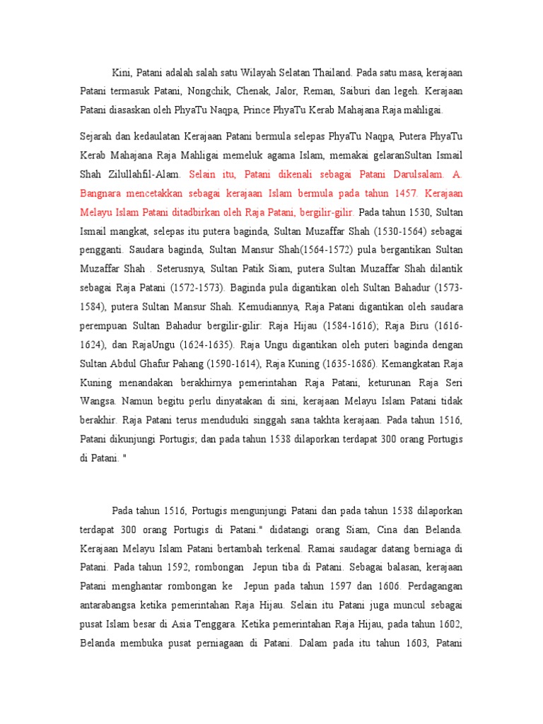 Sejarah Melayu Patani | PDF