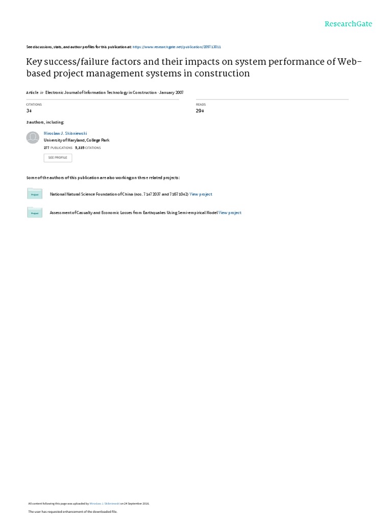 Key Success/failure Factors and Their Impacts On System Performance of Web-Based Project ...