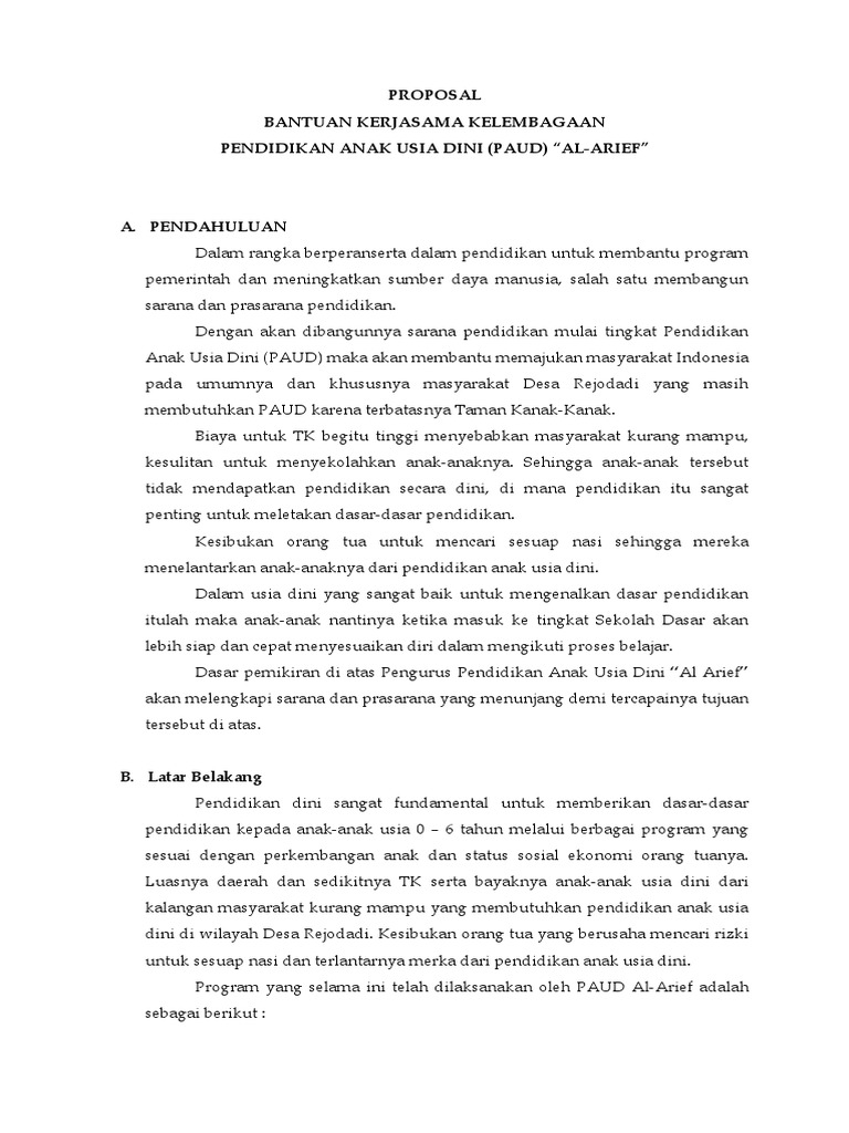 PROPOSAL Ape Paud Al Arief | PDF | Kesehatan Holistik
