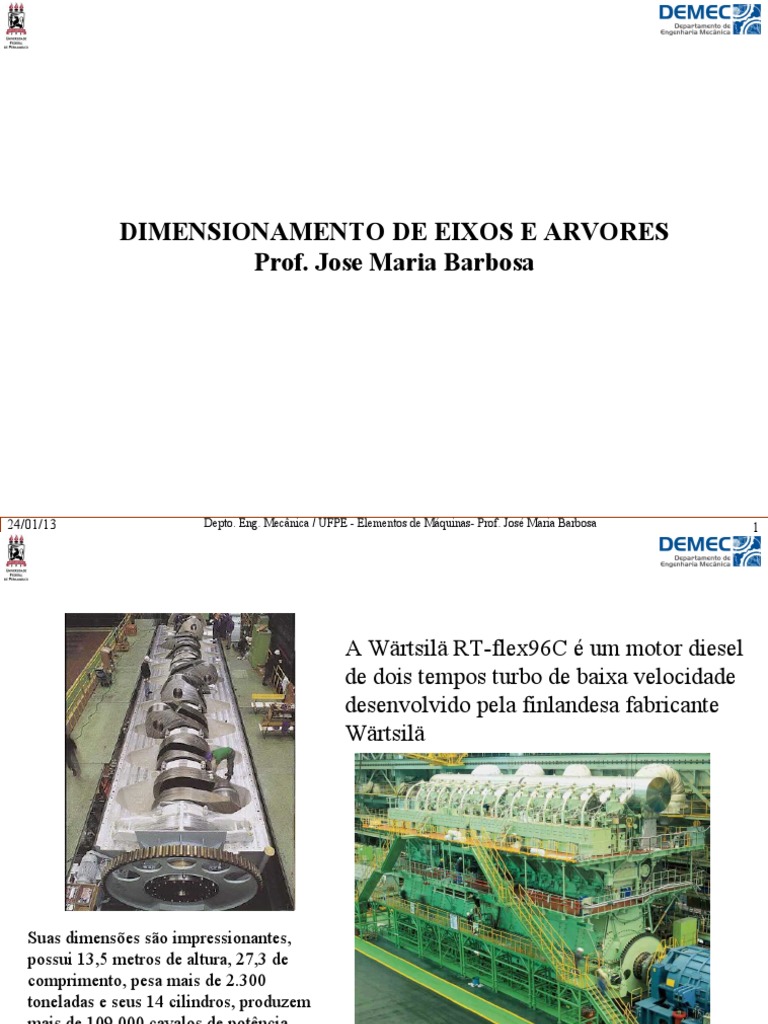 DIMENSIONAMENTO DE EIXOS E ARVORES Prof. Jose Maria Barbosa | PDF | Estresse (Mecânica ...