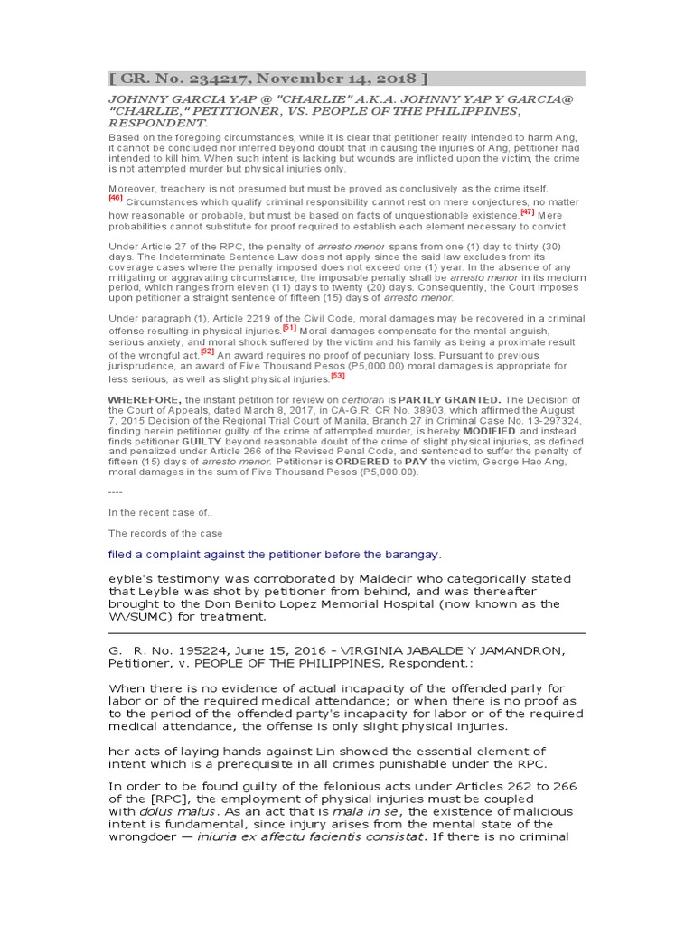 Slight Physical Injury Research | PDF | Burden Of Proof (Law ...