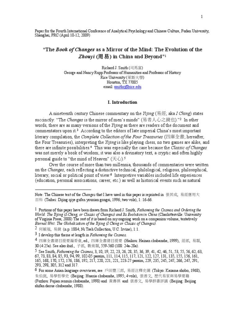 "The Book of Changes As A Mirror of The Mind: The Evolution of The ...