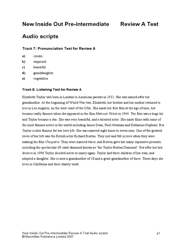 Review A Test Audio Scripts | PDF