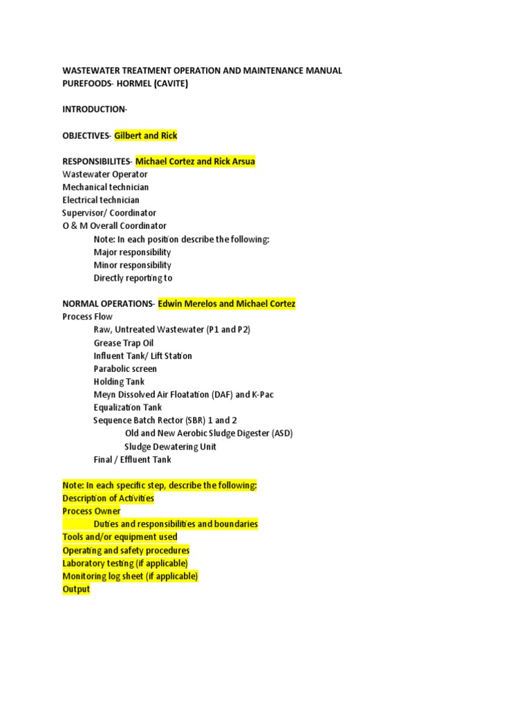 O&M Manual Rev 0 | PDF | Computers | Technology & Engineering
