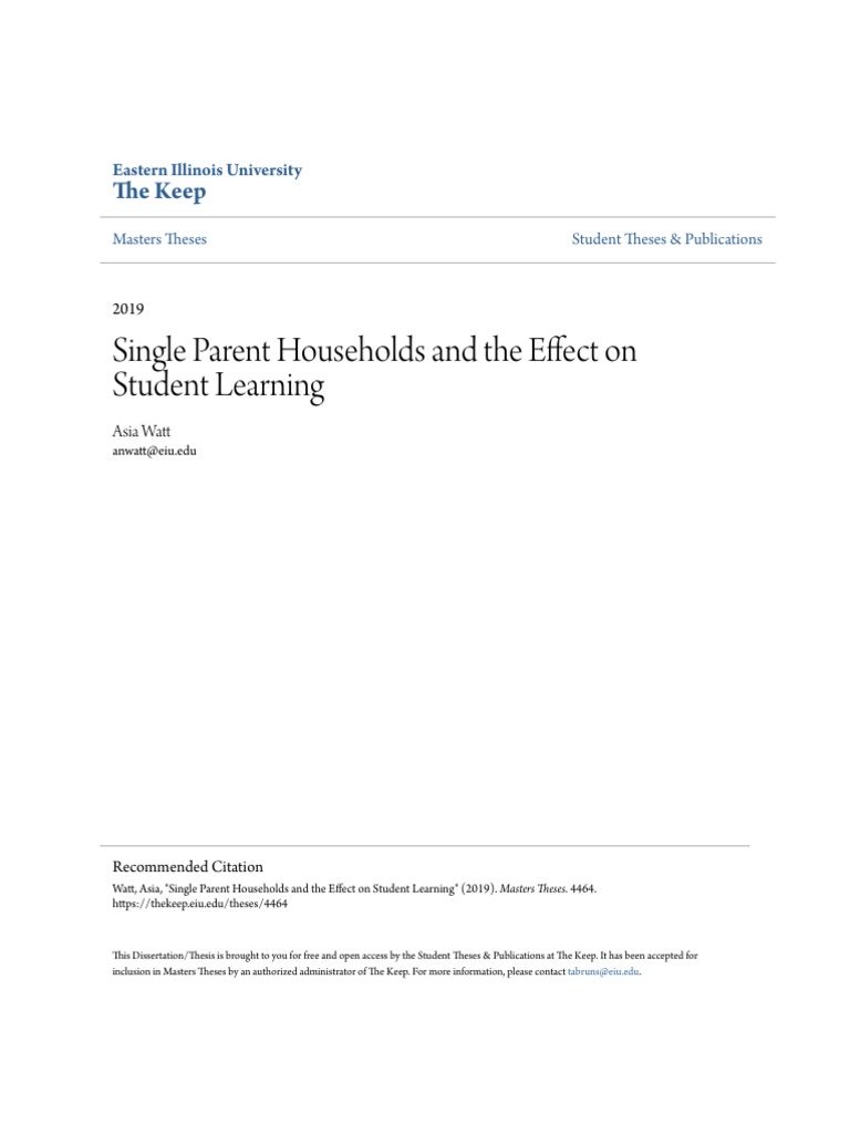 Single Parent Households and The Effect On Student Learning PDF | PDF ...