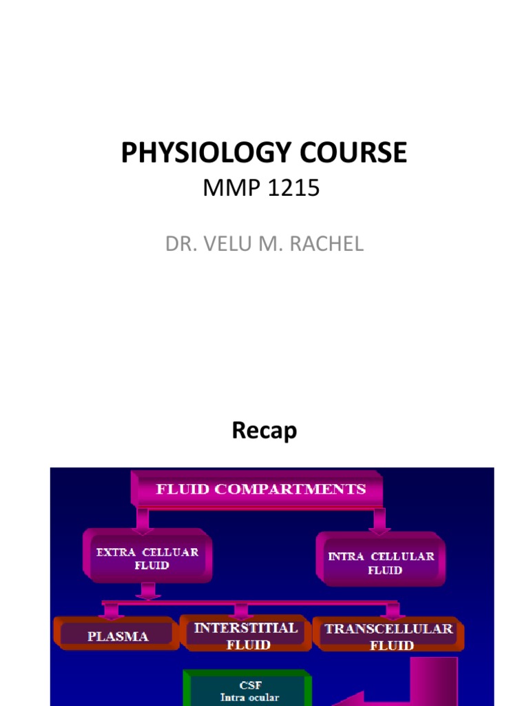 Physiology Course: Dr. Velu M. Rachel | PDF | Osmosis | Physiology