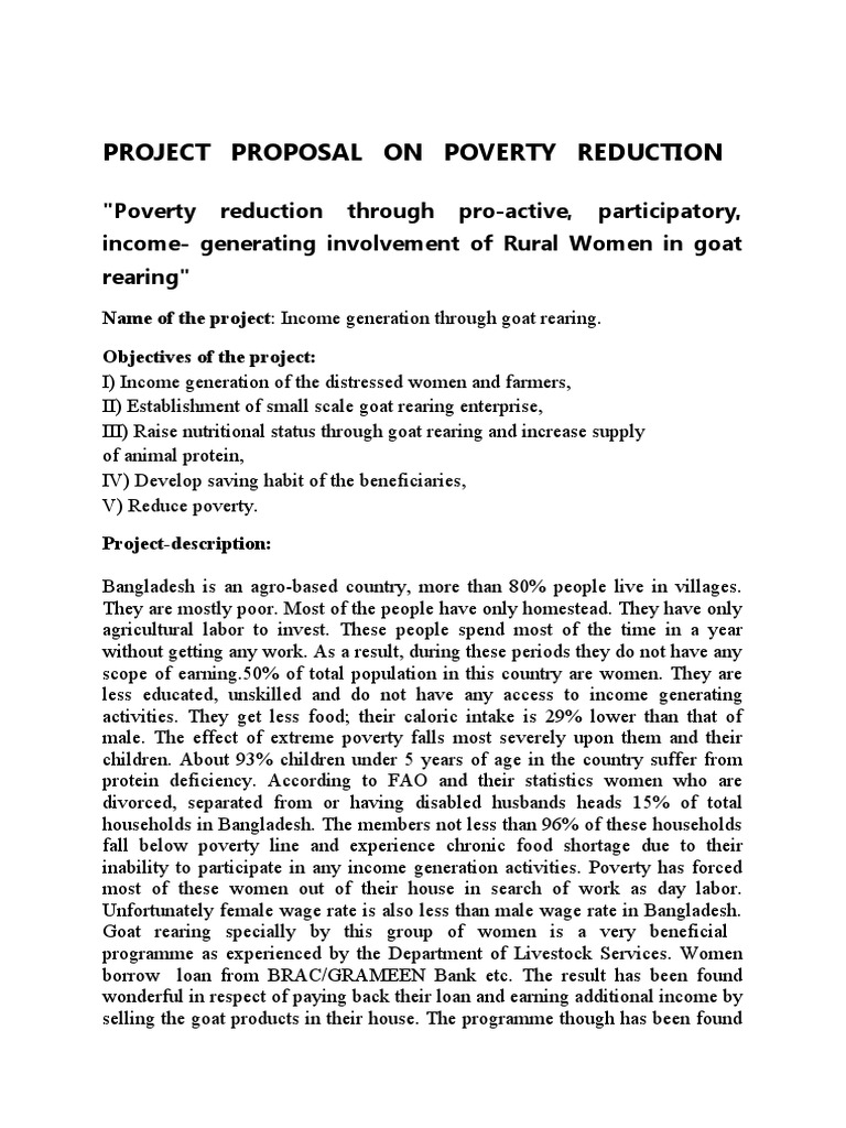 Project Proposal On Poverty Reduction | PDF | Goat | Labour Economics