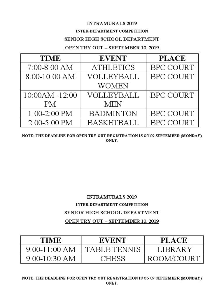 Intramurals 2019 | PDF