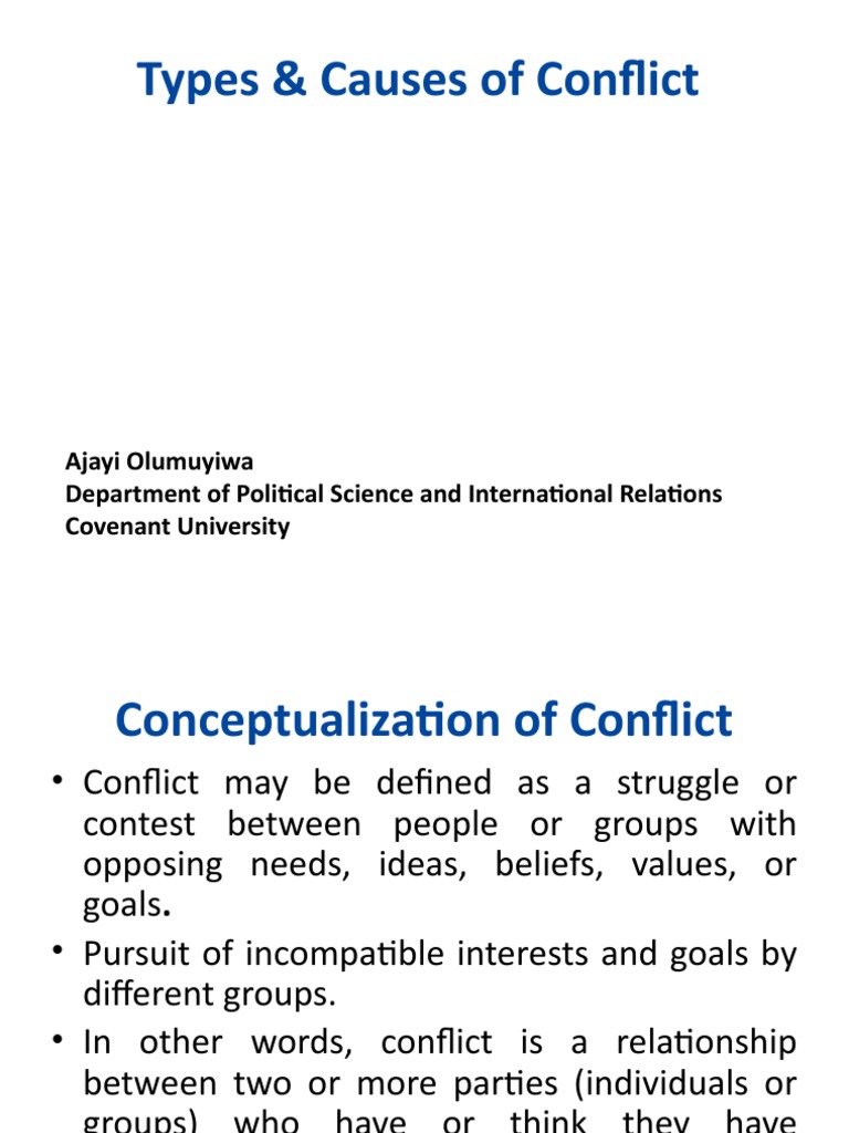 GST 222 - Types and Causes of Conflict | PDF | Resource | Insurgency