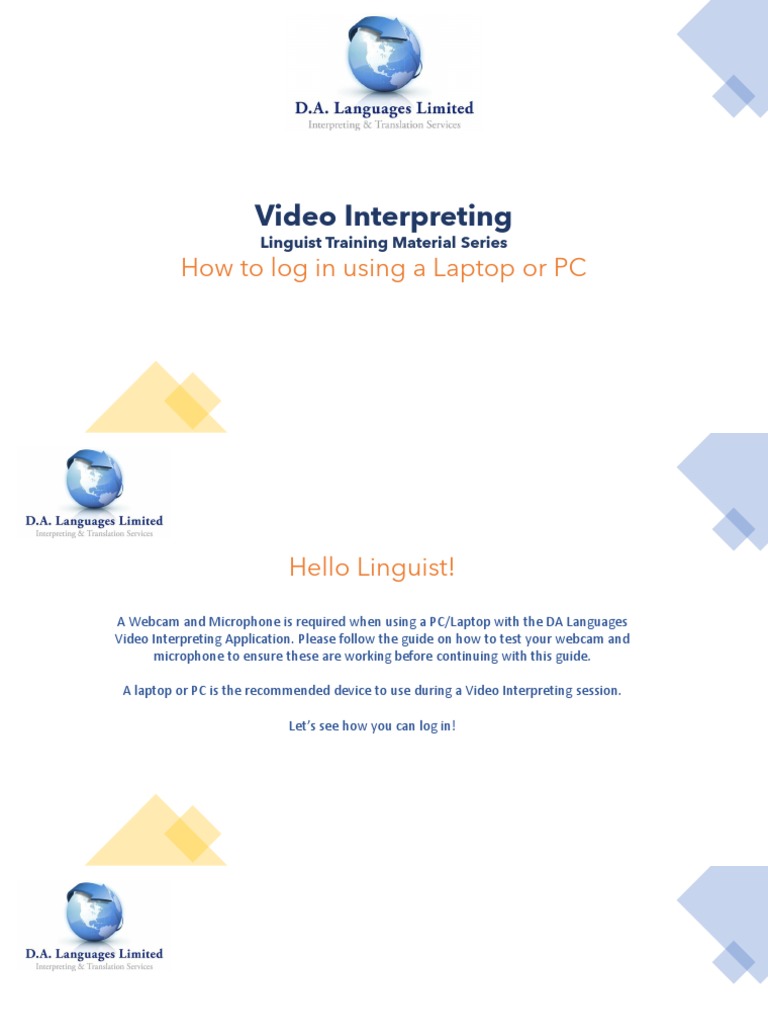 Video Interpreting: How To Log in Using A Laptop or PC | PDF | Online ...