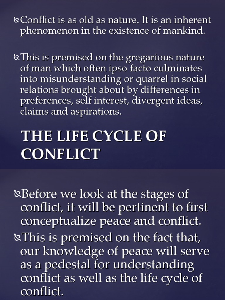 Stages of the Conflict Life Cycle | PDF | Conflict Resolution | Peace