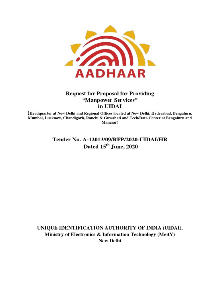 UIDAI Staffing | PDF | Request For Proposal | Encryption
