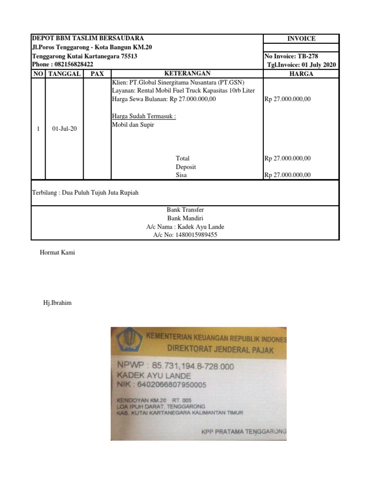 Invoice Bulan July | PDF
