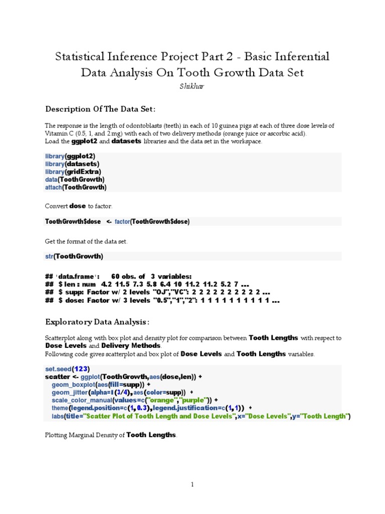 Statistical Inference Project Part 2 - Basic Inferential Data Analysis ...