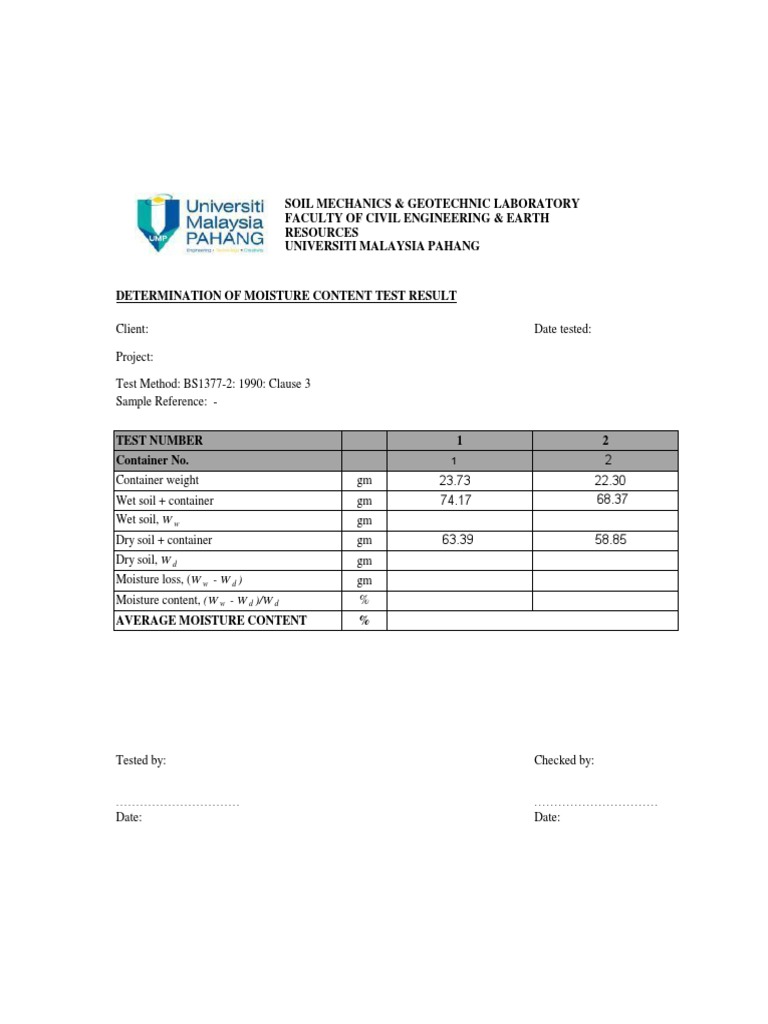 Initial Moisture Content Calculation | PDF