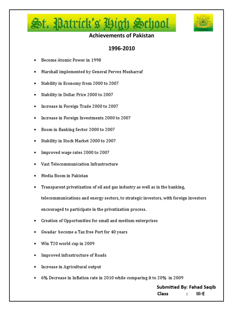 Achievements of Pakistan | PDF