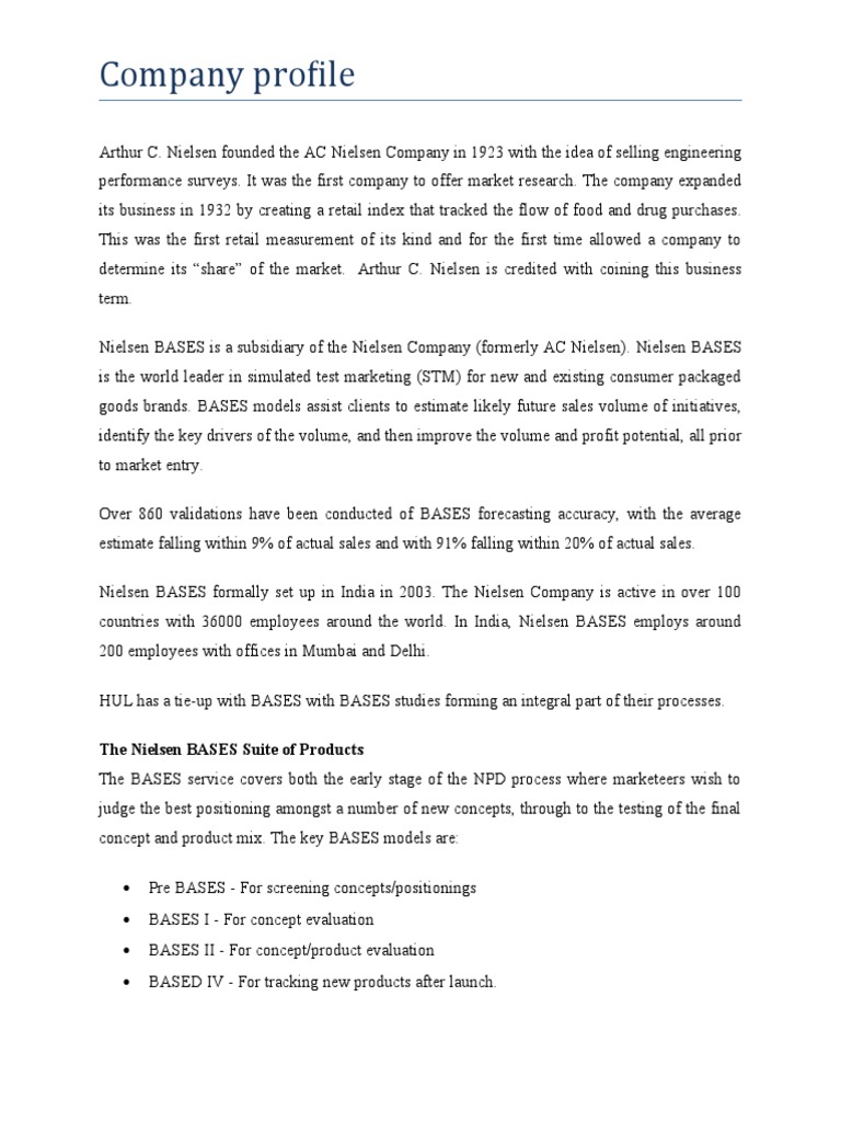 Nielsen BASES Company Overview | PDF | Motivational | Motivation