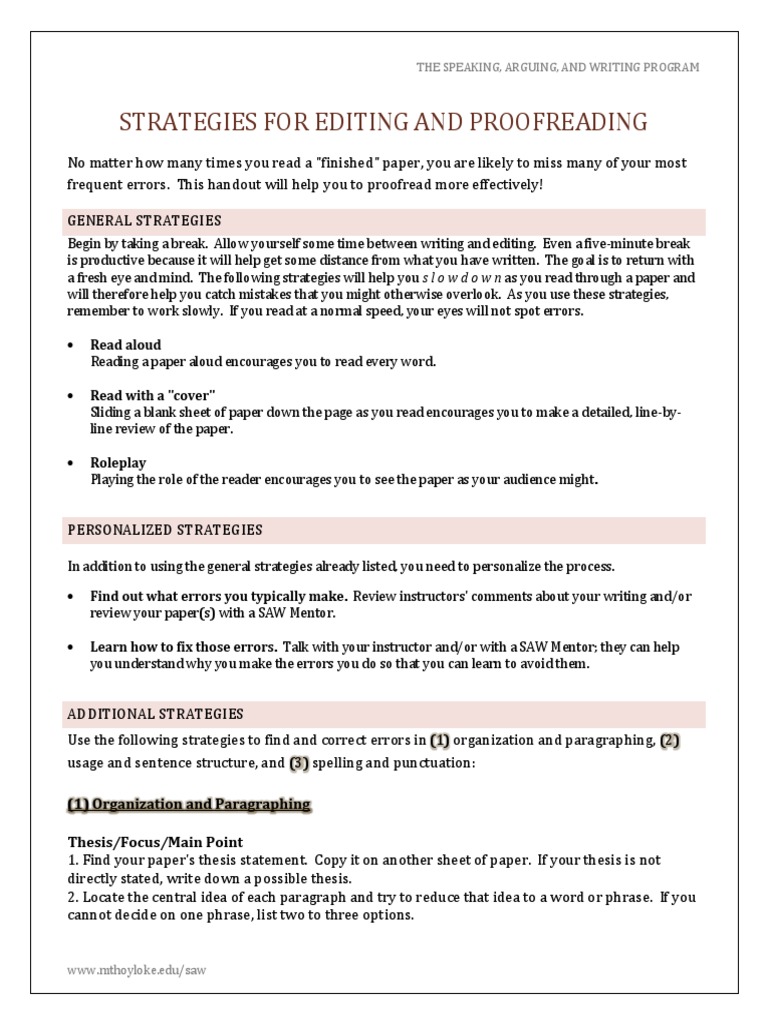 Strategies For Editing and Proofreading | PDF | Comma | Grammar